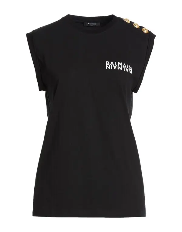 Balmain Printed Cotton T-shirt - Black