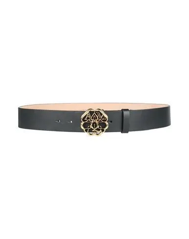 Alexander McQueen Leather Belt With Logo Buckle - Black