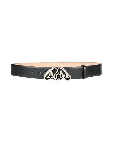 Alexander McQueen Leather Belt With Logo Buckle - Black