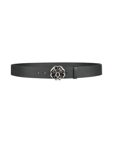 Alexander McQueen Calfskin Belt With Logo Buckle - Black