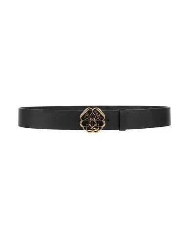 Alexander McQueen Leather Belt With Glittered Logo - Black