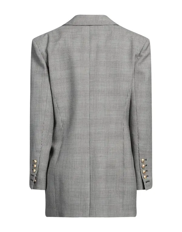 Balmain Virgin Wool Glen Plaid Blazer - Grey