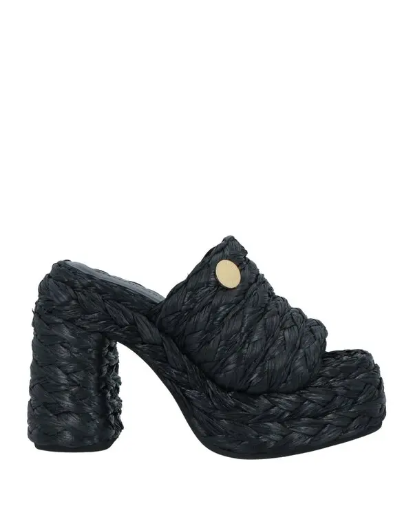 Stella McCartney Raffia Platform Sandals - Black