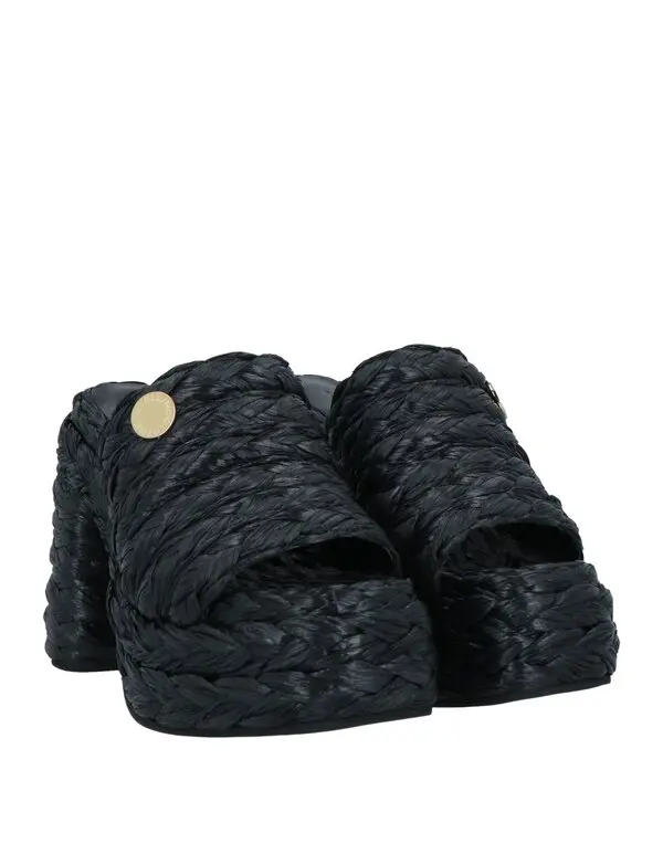 Stella McCartney Raffia Platform Sandals - Black
