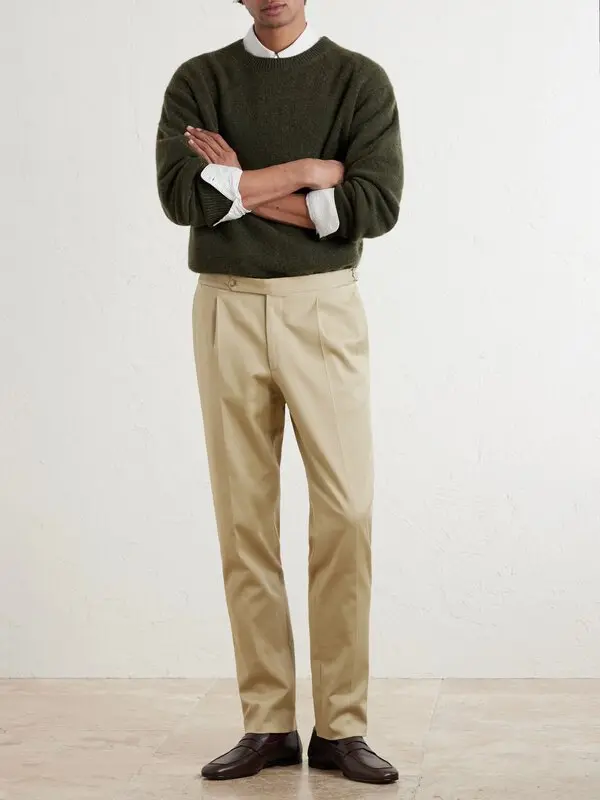 DE PETRILLO Straight-leg Cotton-blend Twill Trousers