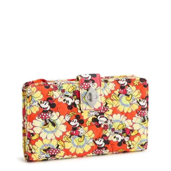 VERA BRADLEY Disney Turnlock Wallet In Mickey And Minnie Petal Floral - Orange