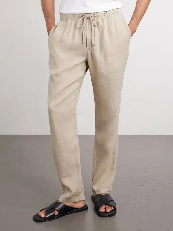 JAMES PERSE Straight-leg Garment-dyed Linen Trousers