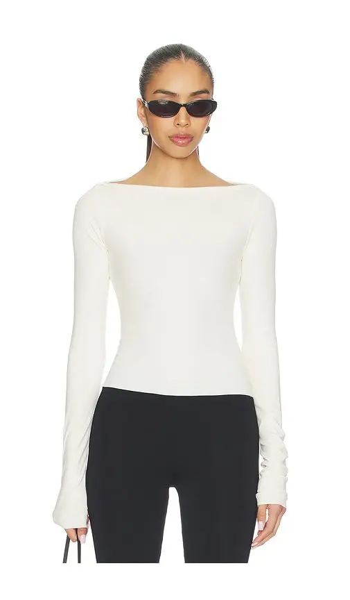 Eterne Long Sleeve Boatneck Top - Cream