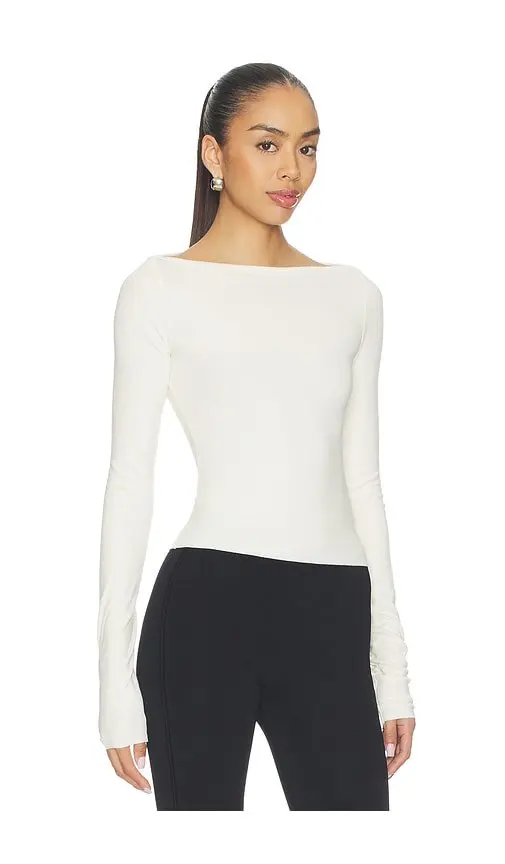 Eterne Long Sleeve Boatneck Top - Cream