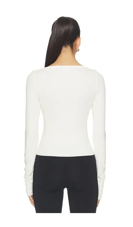 Eterne Long Sleeve Boatneck Top - Cream