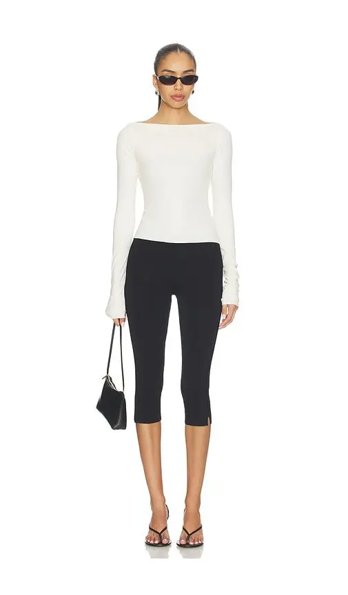 Eterne Long Sleeve Boatneck Top - Cream