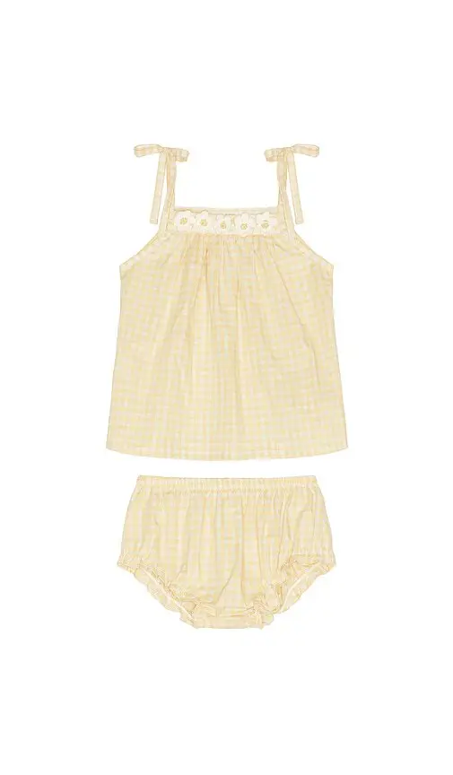 WILD WAWA Crochet Daisy Set In Lemon - Yellow Gingham