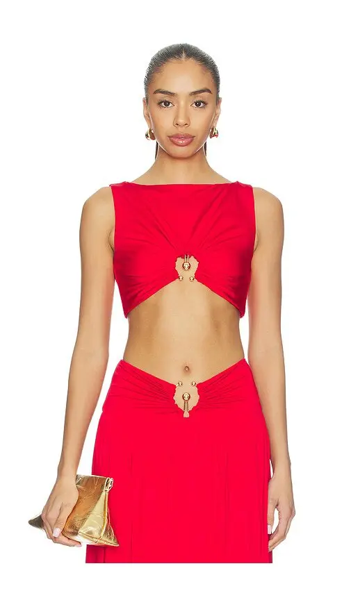 LOVERS AND FRIENDS Lotte Cropped Top With Gold Hardware