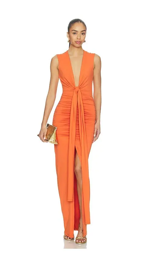 Susana Monaco Tie Front Dress - Apricot