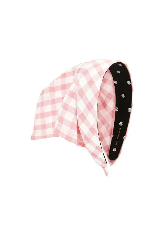 Lele Sadoughi Jackie Vintage Check Handkerchief Headband - Bubblegum
