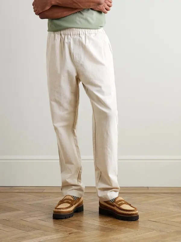 Folk Cotton And Linen-blend Suit Trousers