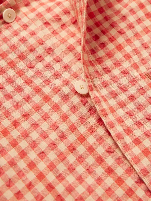 Folk Gabe Cotton-blend Seersucker Shirt - Red