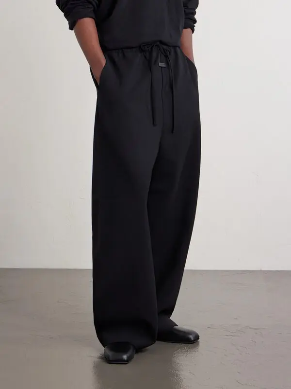 Fear Of God Drawstring Wide-leg Wool-blend Trousers - Black