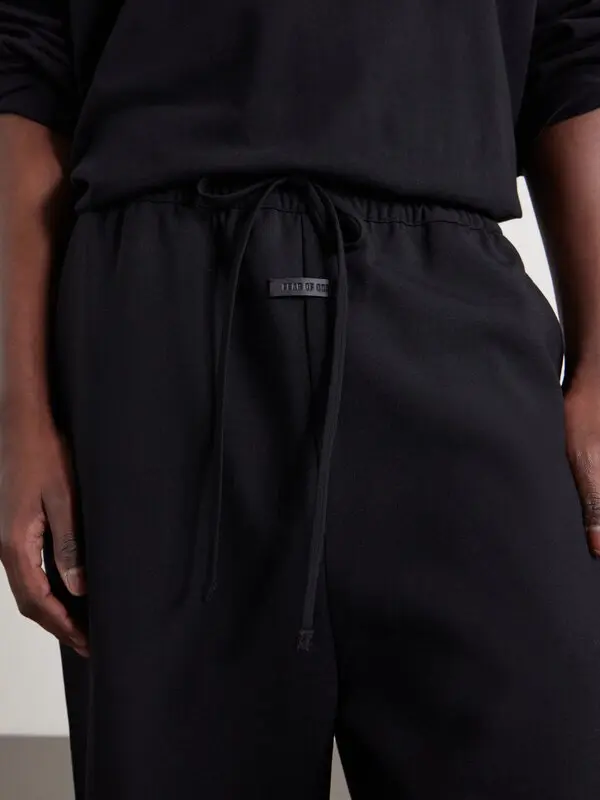 Fear Of God Drawstring Wide-leg Wool-blend Trousers - Black