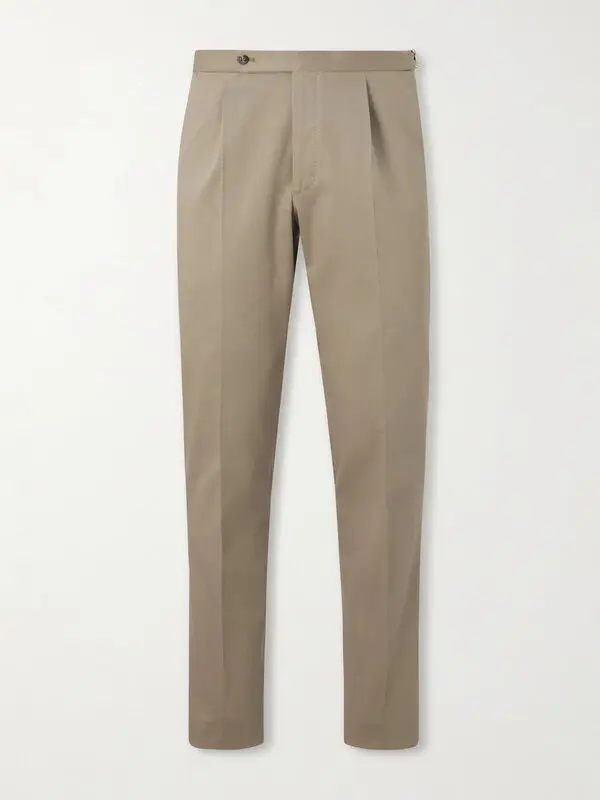 DE PETRILLO Cotton-blend Twill Straight-leg Trousers