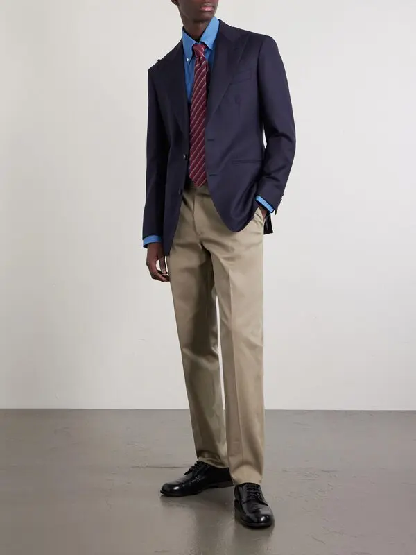 DE PETRILLO Cotton-blend Twill Straight-leg Trousers