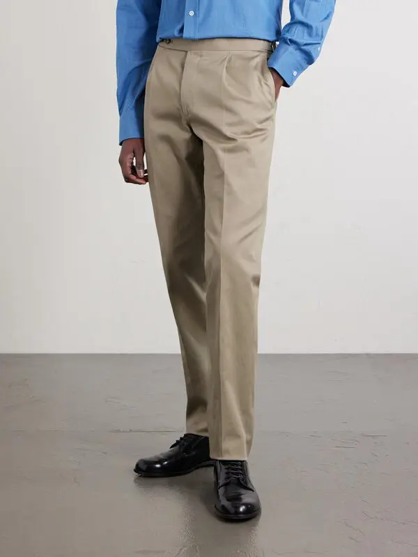 DE PETRILLO Cotton-blend Twill Straight-leg Trousers