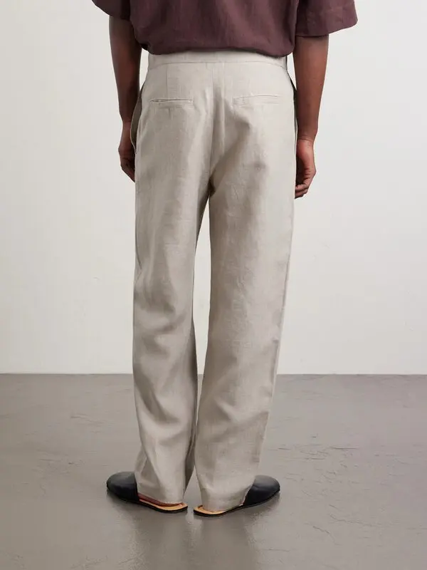 De Bonne Facture Lounge Straight-leg Linen Trousers - Neutrals
