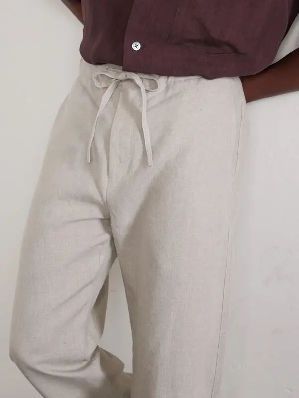 De Bonne Facture Lounge Straight-leg Linen Trousers - Neutrals