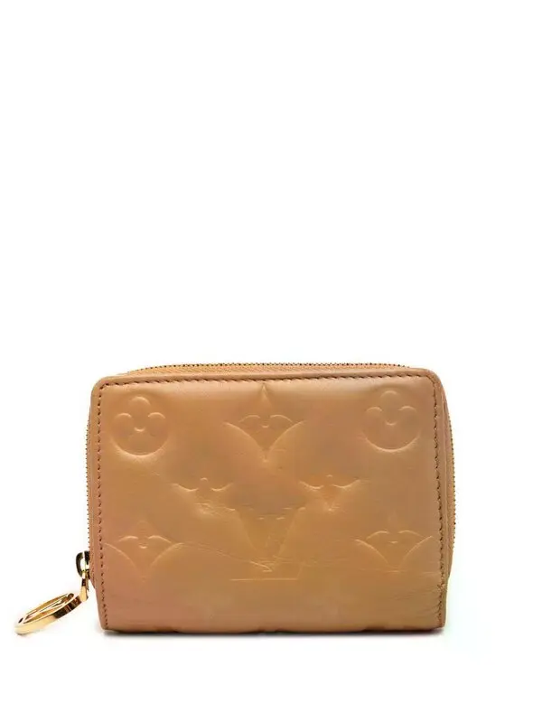 LOUIS VUITTON 2021-2026 Monogram Embossed Lambskin Lou Coussin Wallet Small Wallets - Brown