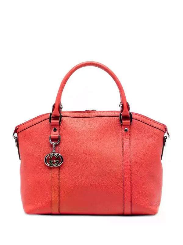 Gucci Leather Gg Charm Dome Satchel