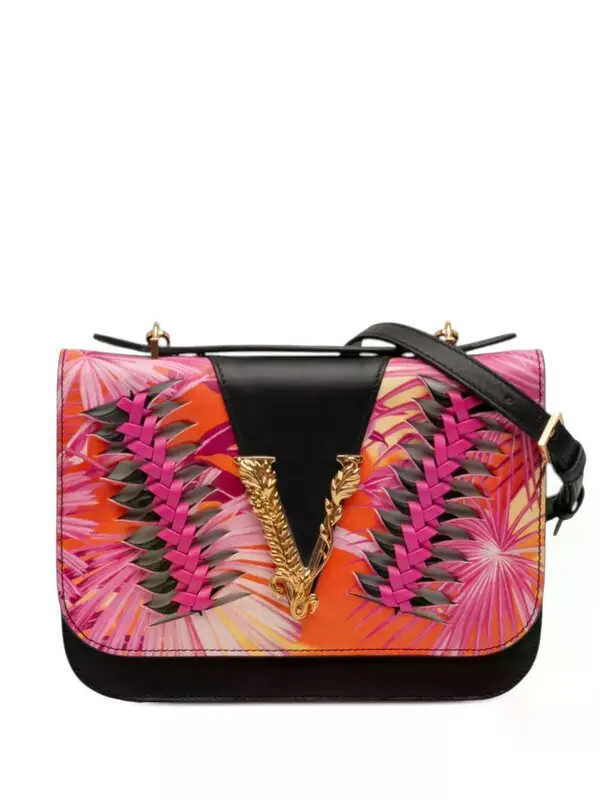 Versace Calfskin Jungle Weave Virtus Satchel