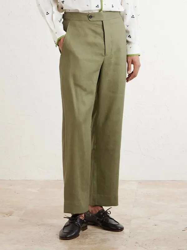 BODE Straight-leg Linen Trousers