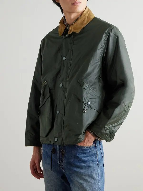 Barbour Modified Endurance Corduroy-trimmed Waxed-cotton Jacket