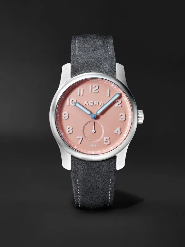 Aera M-1 Dune Automatic 39mm Stainless Steel And Suede Strap Watch - Pink