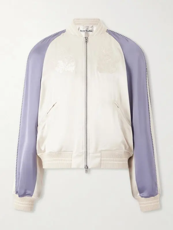 Acne Studios Oskol Dragon Embroidered Satin Bomber Jacket - Brown