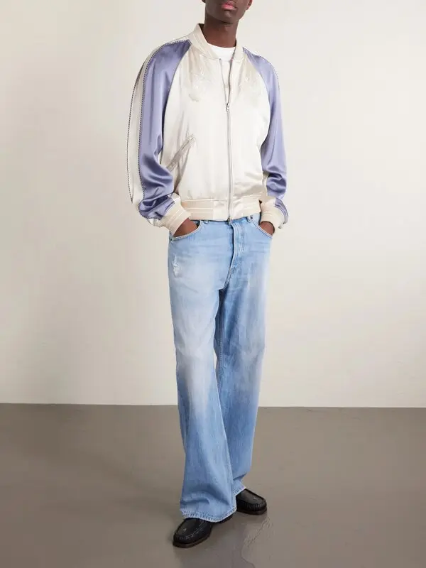 Acne Studios Oskol Dragon Embroidered Satin Bomber Jacket - Brown