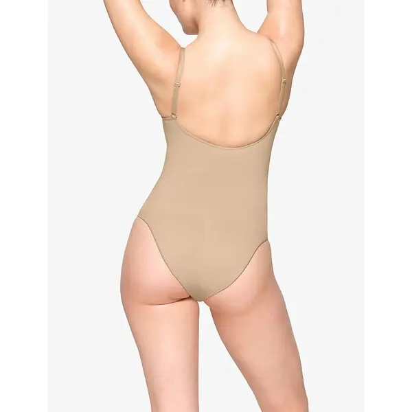 SKIMS Sculpt Ruched Stretch-woven Body - Clay