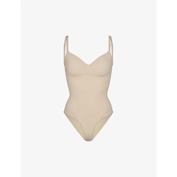 SKIMS Sculpt Ruched Stretch-woven Body - Sand