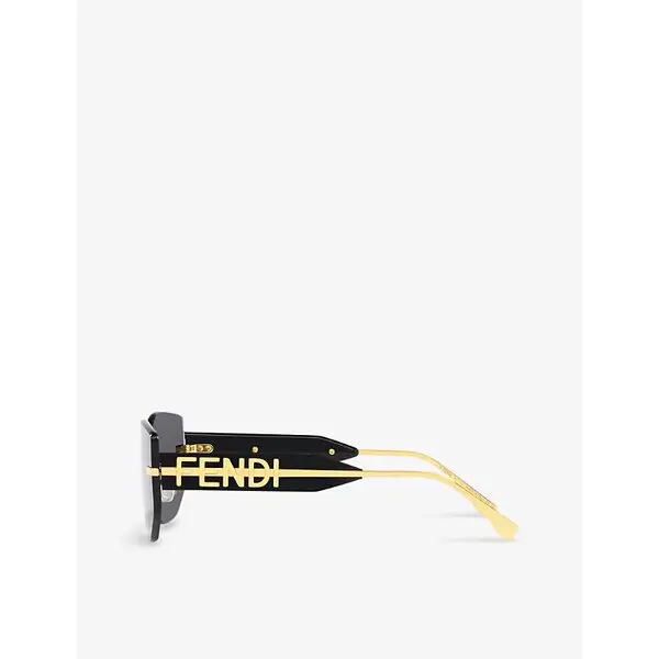Fendi Rectangle-frame Tinted Metal Sunglasses