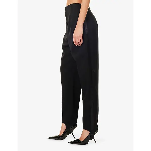 MUGLER Satin-stripe Stirrup Wool Trousers