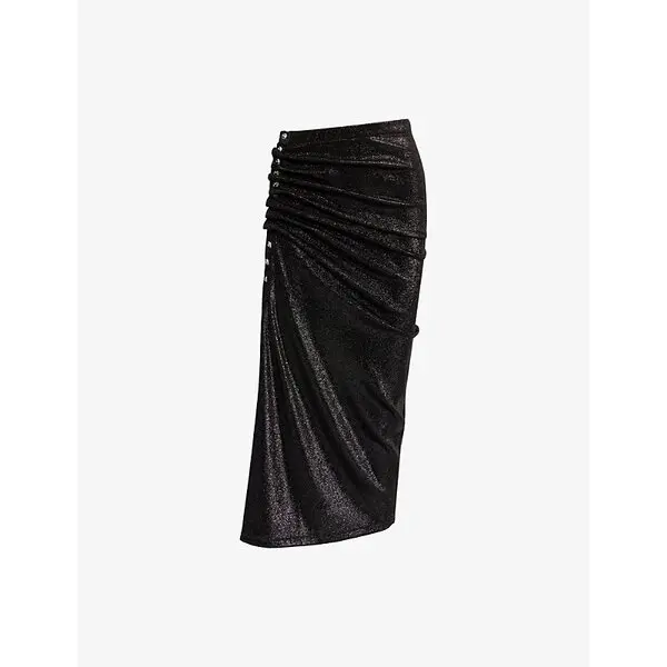 Rabanne Embellished-button Asymmetric Lurex Midi Skirt