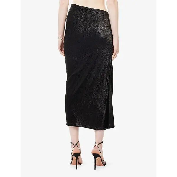 Rabanne Embellished-button Asymmetric Lurex Midi Skirt