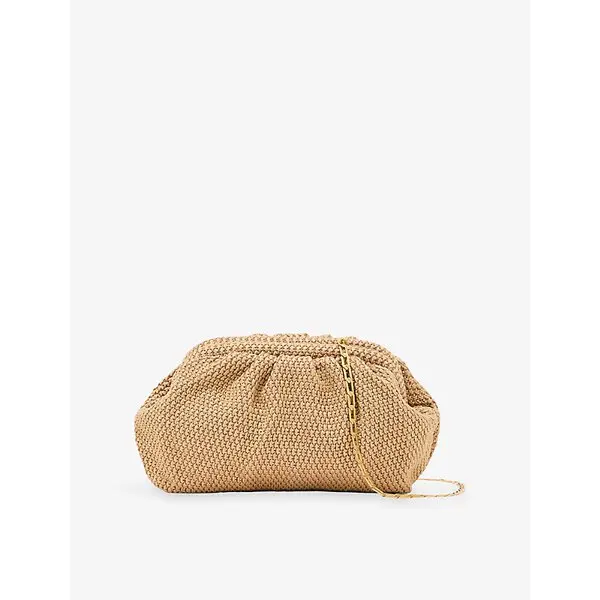 REISS Gia Raffia-effect Clutch Bag