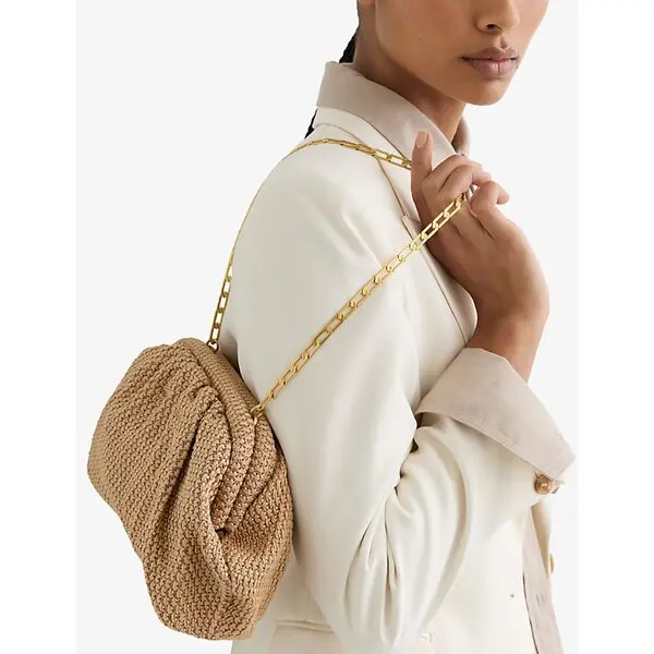 REISS Gia Raffia-effect Clutch Bag