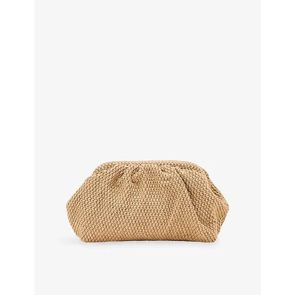 REISS Gia Raffia-effect Clutch Bag