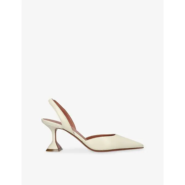 Amina Muaddi Holli 70 Leather Slingbacks - Bone