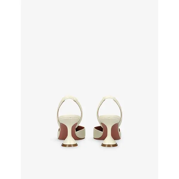 Amina Muaddi Holli 70 Leather Slingbacks - Bone