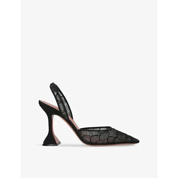 Amina Muaddi Holli 95 Lace Sling-back Pointed Toe Courts