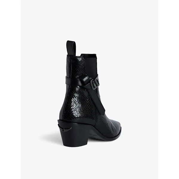 Zadig&Voltaire Tyler Python-effect Leather Ankle Boots