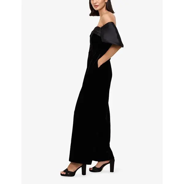 PHASE EIGHT Bardot-neck Velvet Jumpsuit